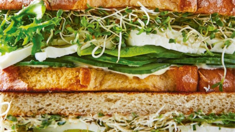 Sandwich integral verde con panela para un desayuno saludable